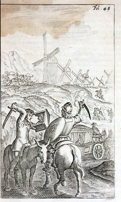 Don Quijote arremete contra los molinos de viento. Aventura de los ...